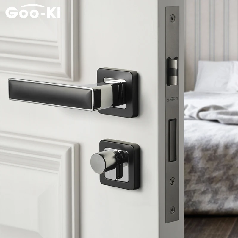 Luxury Indoor Bedroom Door Lock Black Door Handle Stainless Door Lock Household Anti-theft Door ...