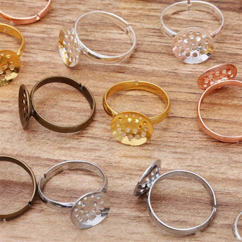 10pcs/lot 12mm Blank Ring Settings Cabochon Bases Bezel Tray Fit 12mm ...