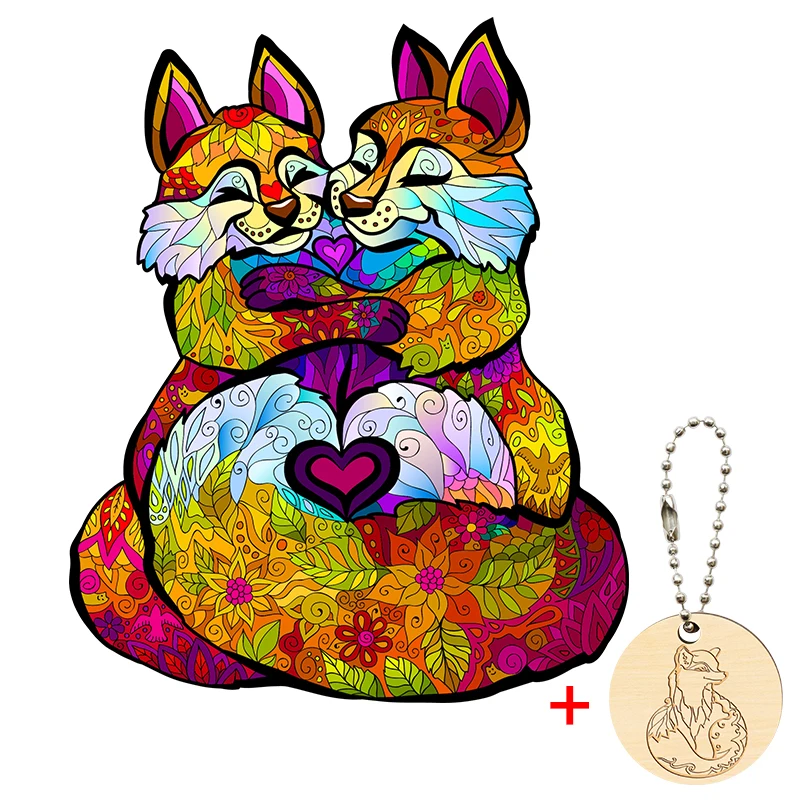 Wooden Puzzle Animals Fox Puzzle Toy Each Piece Is Cartoon Animal ...