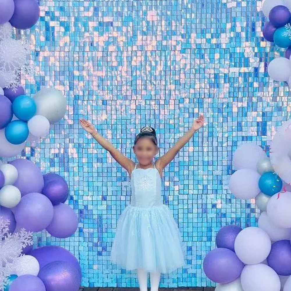 Iridescent Blue Shimmer Sequin Wall Decorative Panel Square Wind ...