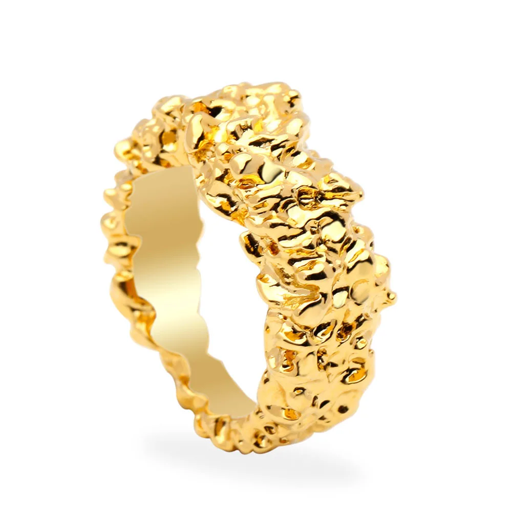 Varole Punk Rock Texture Ring Gold Color Simple Finger Rings For Women ...