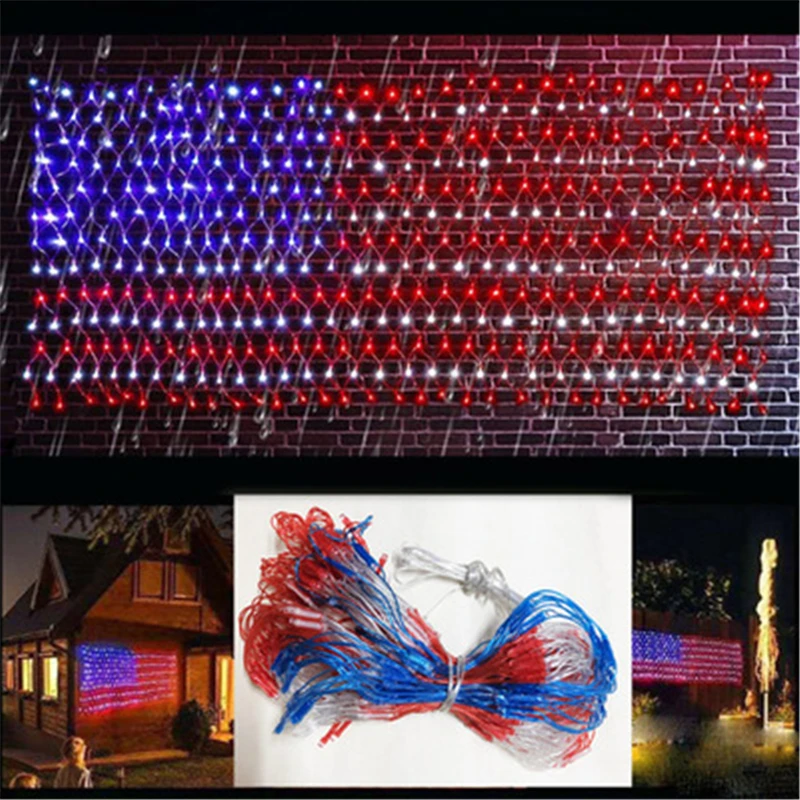 Ip54 American Flag String Lights Outdoor Lighted Usa Flag Waterproof ...