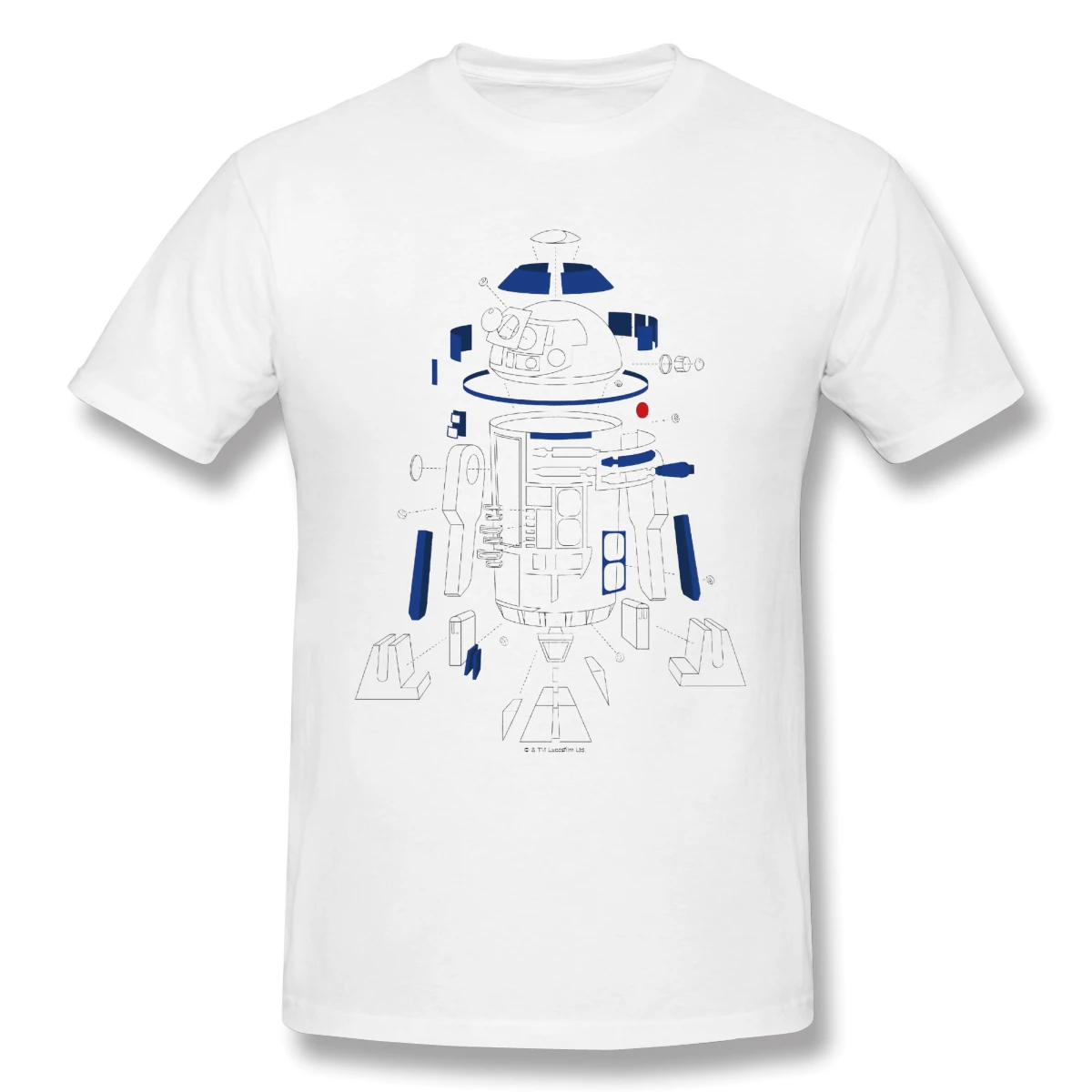 R2 D2 Exploded View dibujo camiseta Casual de Hombre Ropa estrella ...