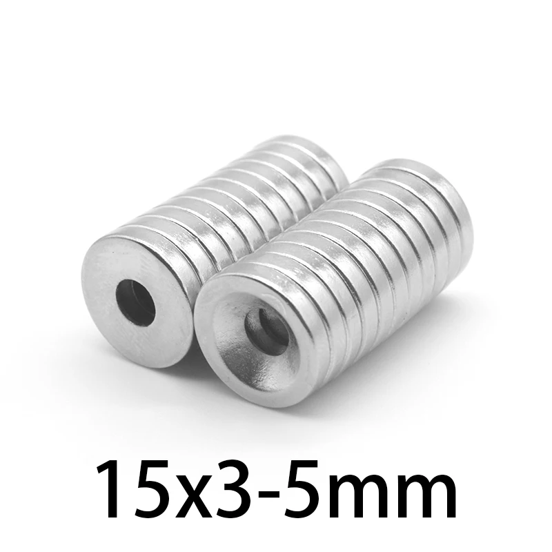 10-200 Pcs 15x3-5mm N35 Ndfeb Diameter Magnet 15x3mm Hole 5 Mm Small ...