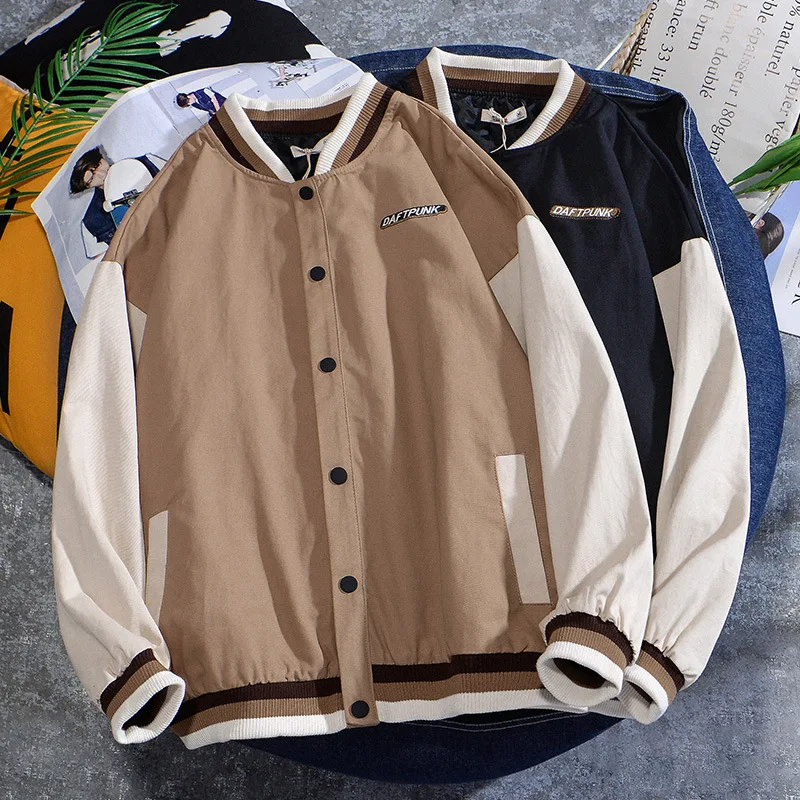 Mens Baseball Jersey Casual Japanese Style Cotton Mens Bomber Jackets ...