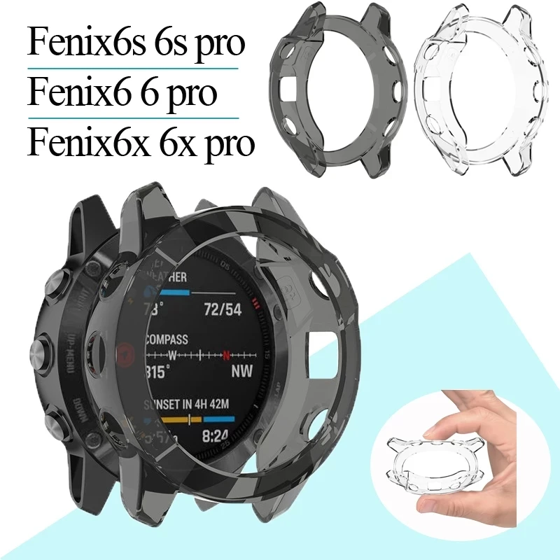 For Garmin Fenix 6 Pro 6S 6X Pro Soft Crystal Clear TPU Protector Case ...