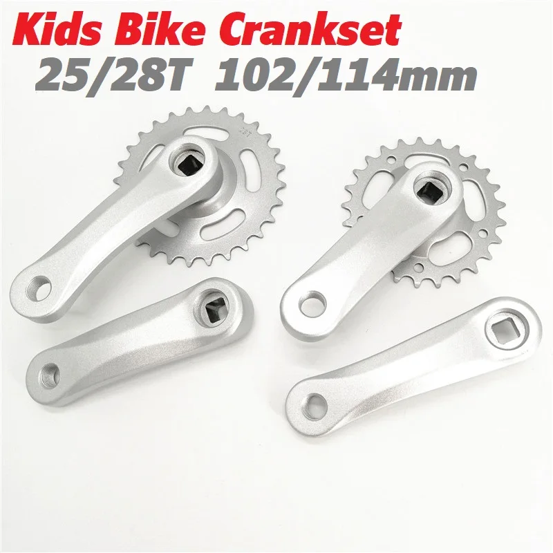 Children's Bicycle Crankset Silver Chain Wheel 25t 28t Crank 102mm ...