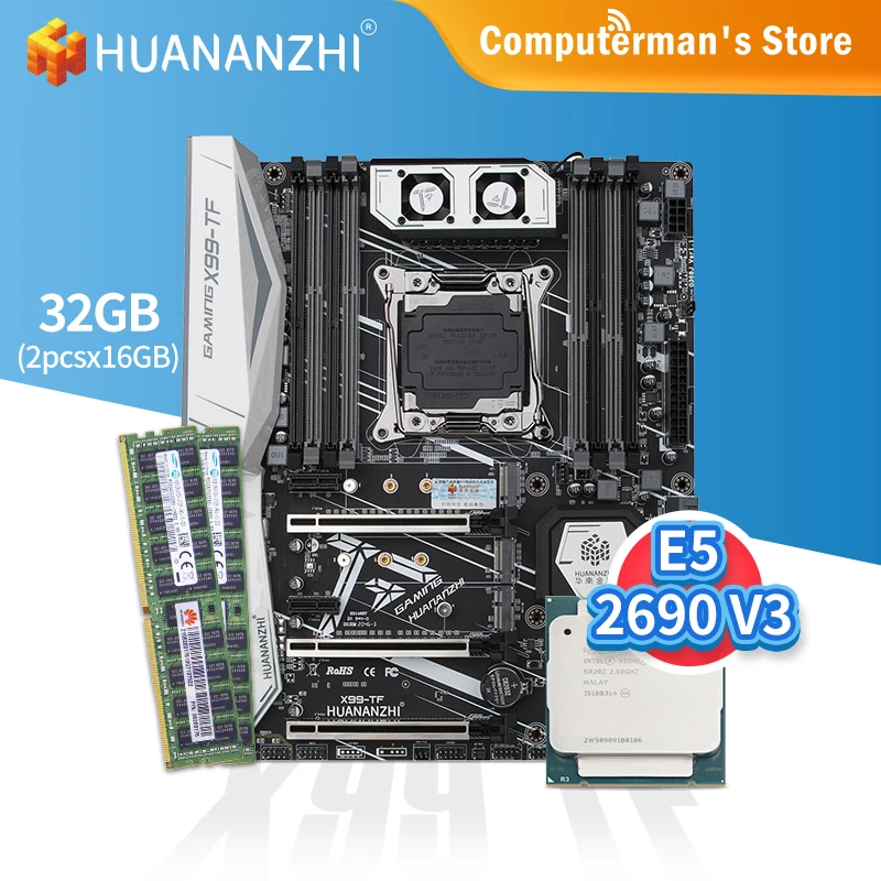 HUANANZHI X99 TF Motherboard combo kit set CPU Intel XEON E5 2690 V3 ...