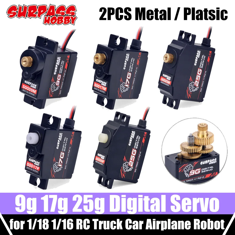 Surpass Hobby 17g Metal Gear Digital Servo 25g 9g Micro Mini for 1/18 1 ...