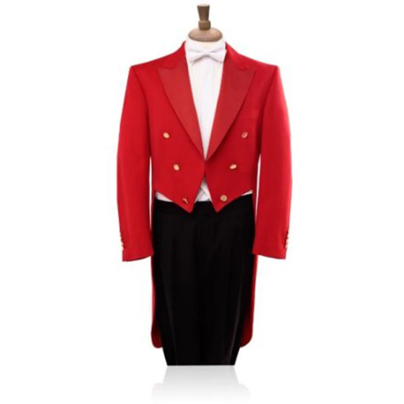Custom Made To Measure Red Tailcoat Men Black Pants White Vest,bespoke ...