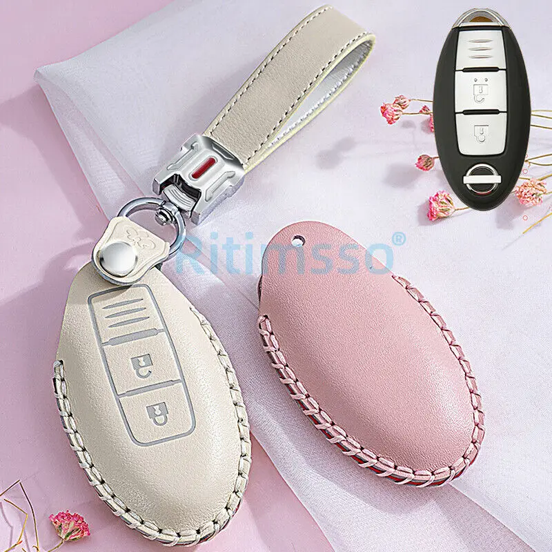Leather Car Key Case Cover For Nissan Tidda Livida X-trail T31 T32 ...