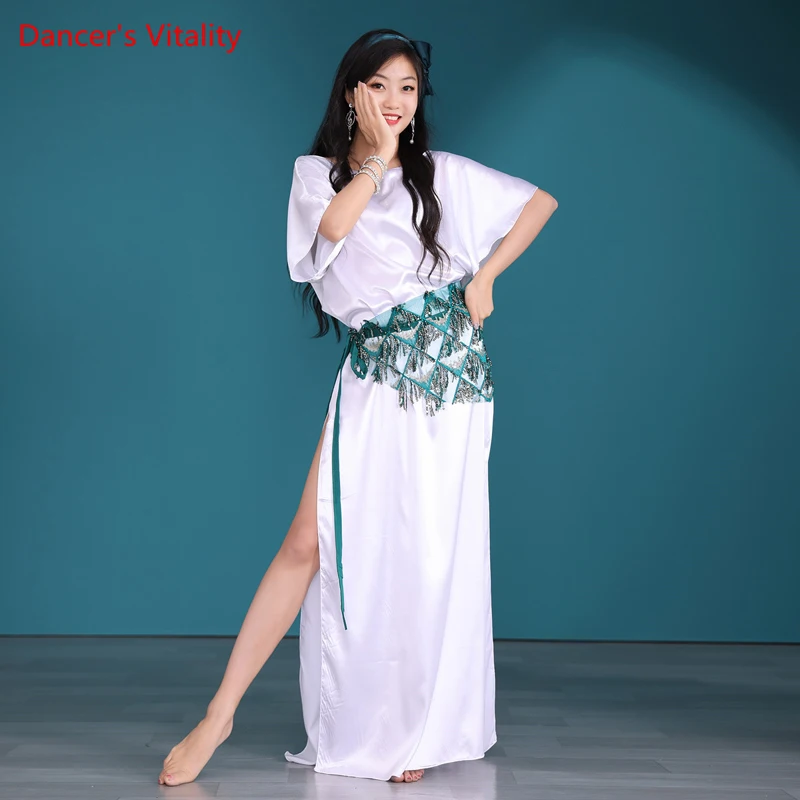 Belly Dance saidi Robe Satin Half Sleeevs Dress belly dancing Practice ...
