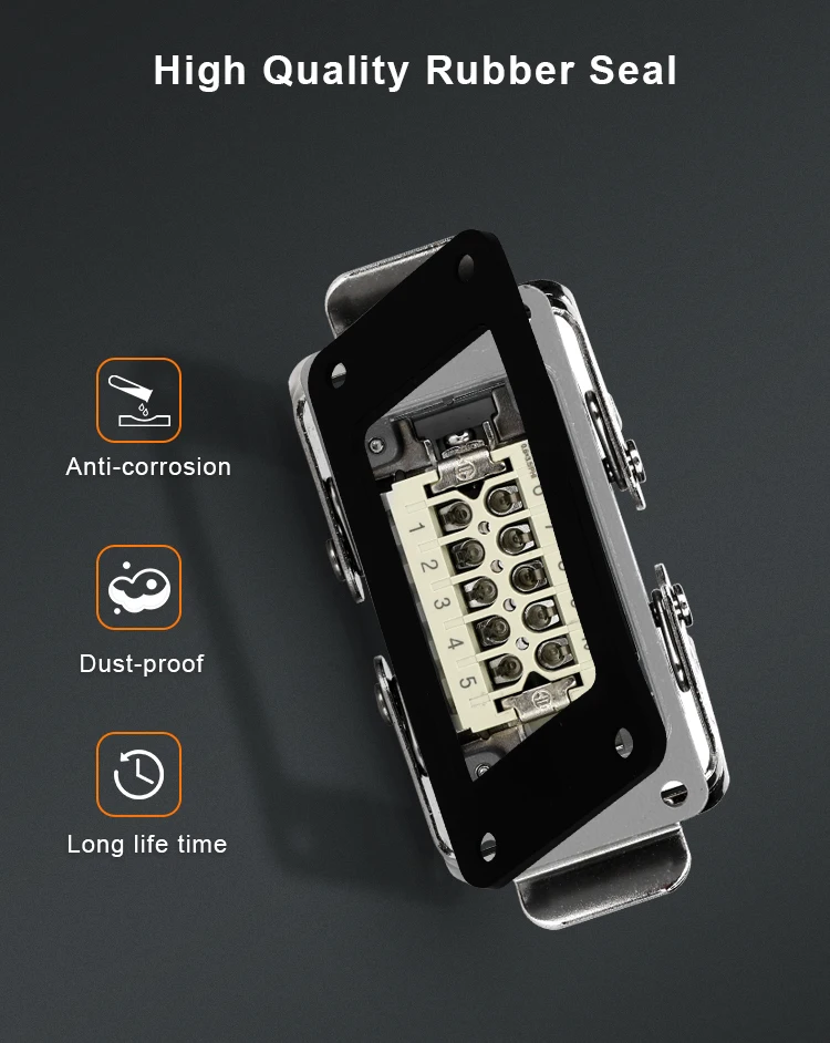 HDC-HE-06 прямоугольный сверхмощный коннектор, 6-жильный вставной винтовой терминал 16 А 500 В ...