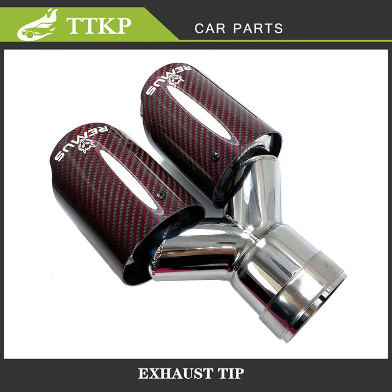 1-Piece-Glossy-Red-Automobile-Remus-Logo-Dual-Exhaust-Pipe-Muffler-Pipe ...