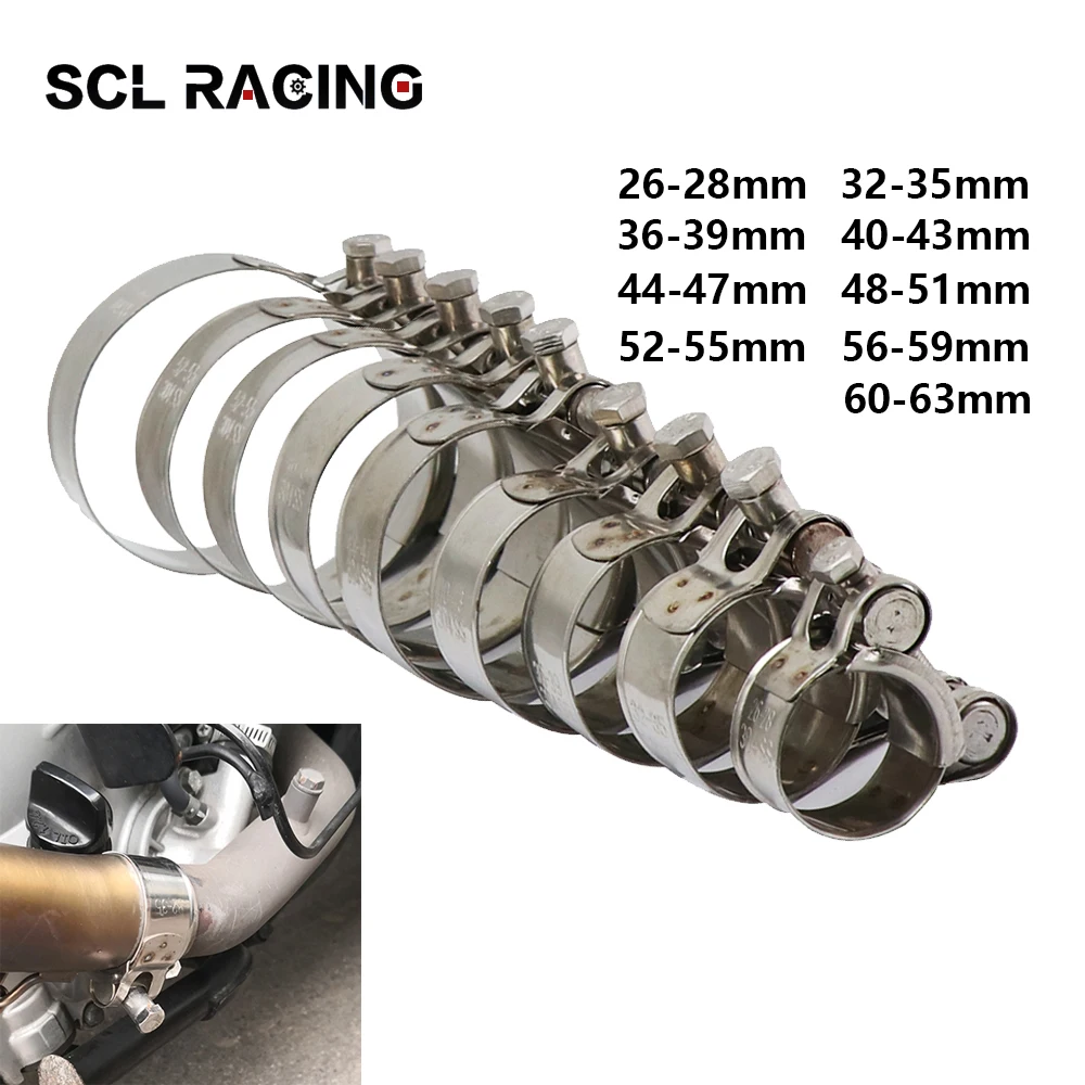 Scl Racing 1pc Motorcycle Stainless Steel Single Exhaust Pipe Clamp ...