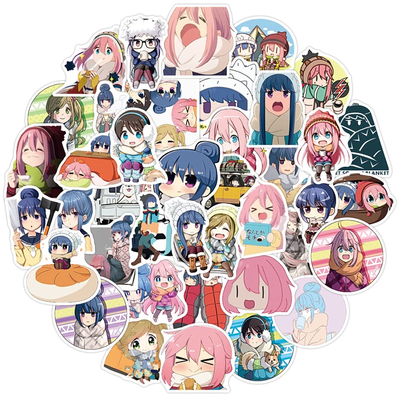 50 pieces Anime Sticker Yuru Camp Shima Rin Kagamihara Nadeshiko ...