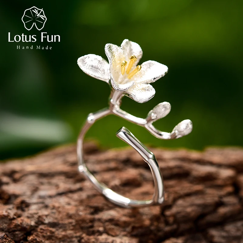 Lotus Fun Solid 925 Sterling Silver Adjustable Elegant Freesia Flower ...