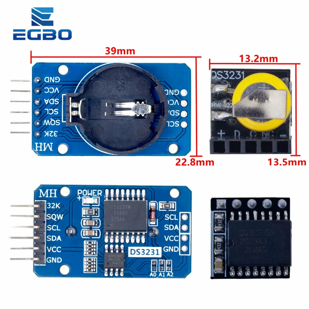 EGBO DS3231 AT24C32 IIC Module Precision Clock Module DS3231SN Memory ...