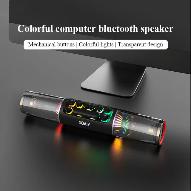 Wireless Bluetooth Sound bar Speaker Mechanical Button Colorful LED ...