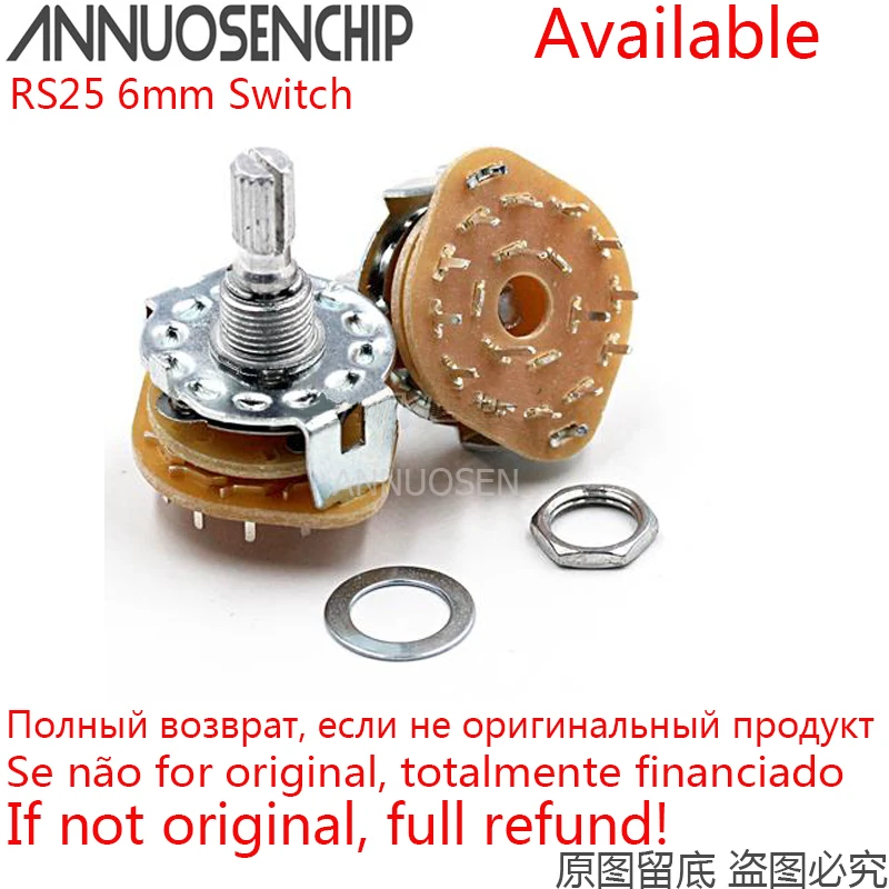 RS25-6mm-Knurl-Shaft-Panel-Mount-1P11T-2P4T-2P5T-2P6T-3P3T-3P4T-4P3T ...