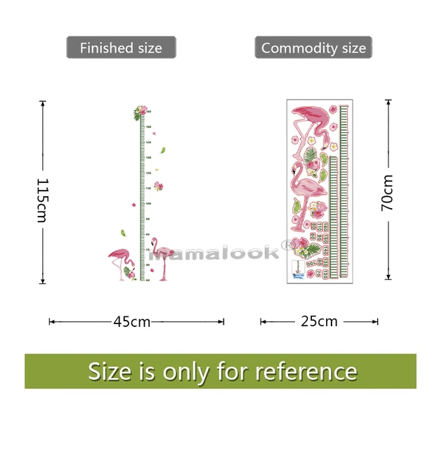Flamingo Height Measure Diy Wall Stickers For Kids Rooms home decor ...