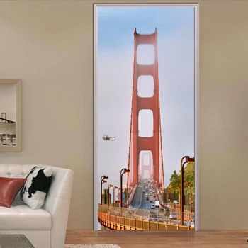 Self-adhesive architectural art door sticker home decoration door cover ...