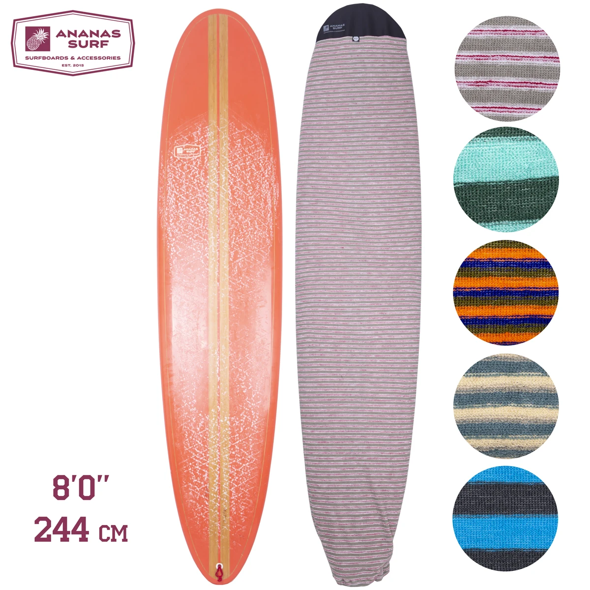 Ananas Surf 8'0" 240 cm Surfboard Sock 8 ft. Surfing Longboard Round ...
