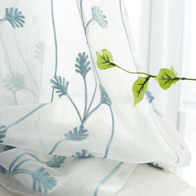 Modern embroider yarn Curtains white tulle curtians For Living Room ...