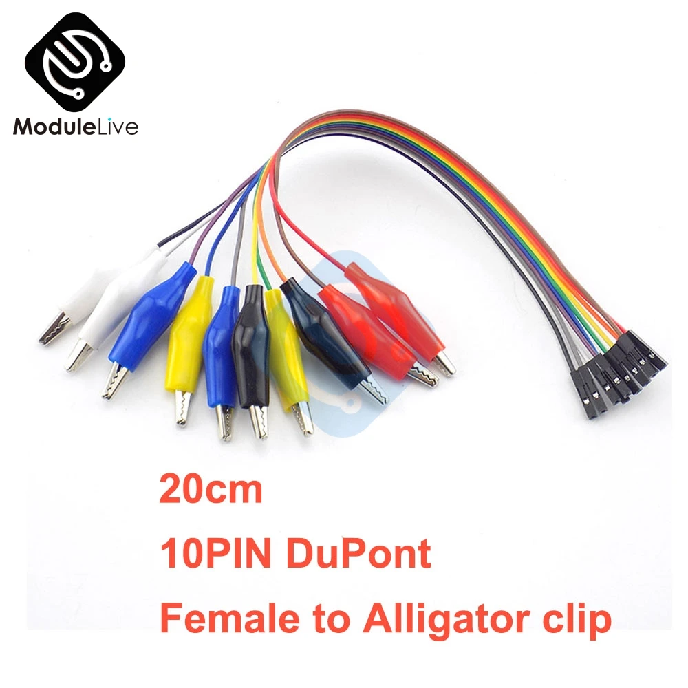 20cm 30cm 10pin Dupont Male Female To Double-end Alligator Clip Jump ...