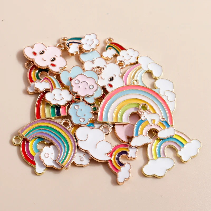 10pcs-Mix-Enamel-Cute-Rainbow-Cloud-Charms-Pendants-for-DIY-Making-Bracelet-Necklace-Crafting ...