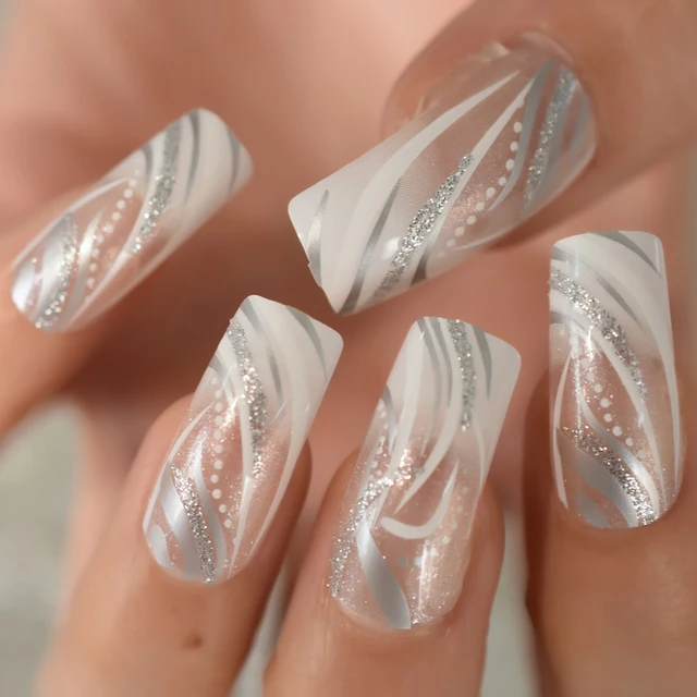 Silver Tip Acrylic Nails