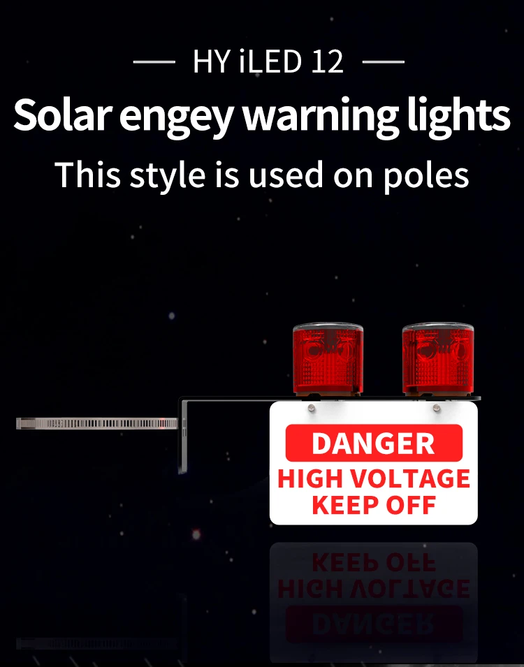 Solar warning light pole support obstruction light street light warning ...