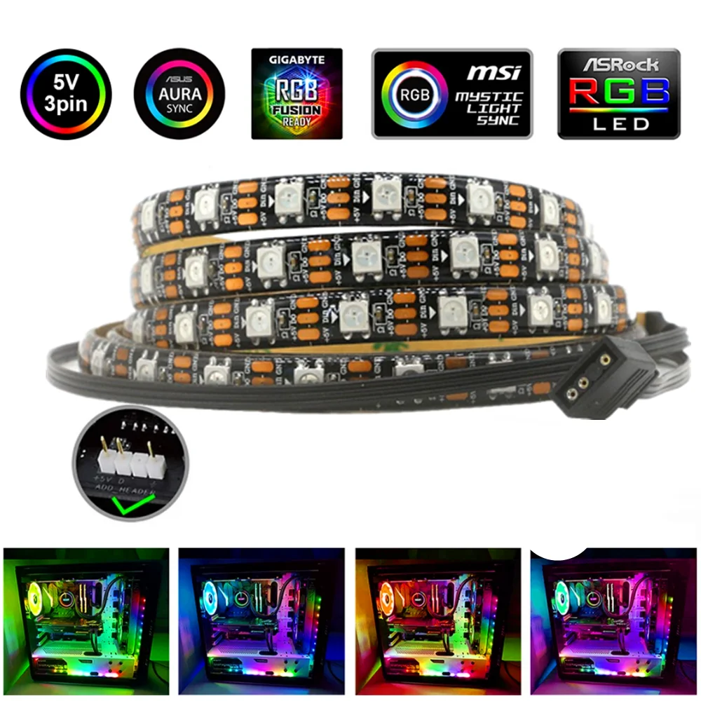 WS2812B-Addressable-Rainbow-PC-Digital-LED-Strip-For-5V-3pin-ARGB ...