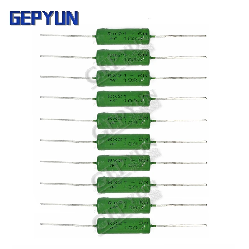 5pcs Rx21 6w Wire Wound 5% Resistance Gepyun 1r 10r 100r 1k 10k 12k 15k ...