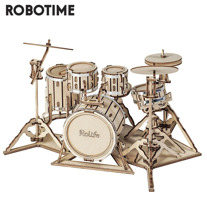 Robotime 4 Kinds Diy 3d Musical Instrument Wooden Puzzle Game Assembly ...