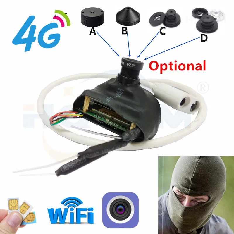 4G Pin Hole Camera 720P 1080P 1940P Wifi Mini IP Cameras P2P 3g Sim ...