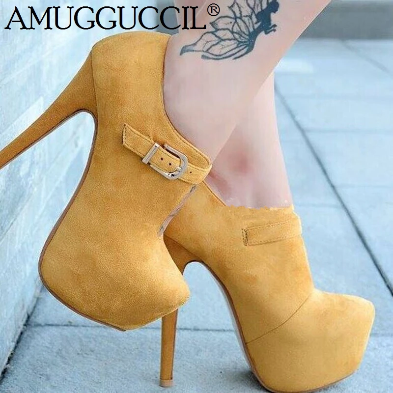 2021 New Plus Big Size 35 52 Yellow Buckle Fashion Sexy High Heel ...