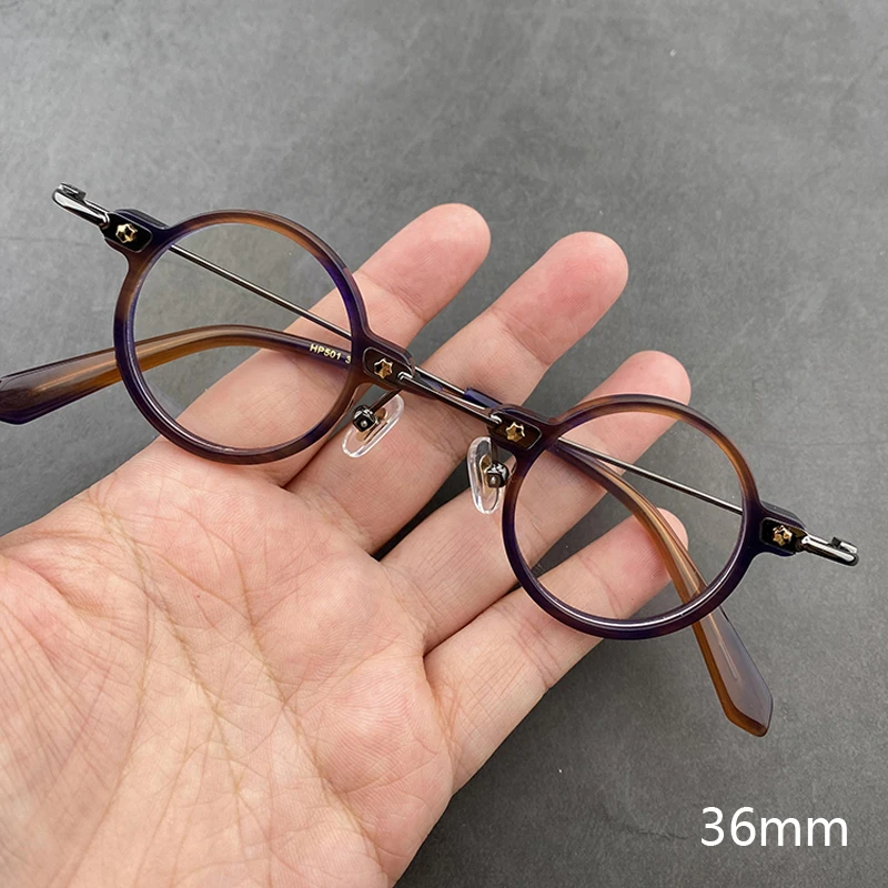 Vintage Small Round Glasses Men Acetate Transparent Eyeglasses Frame ...
