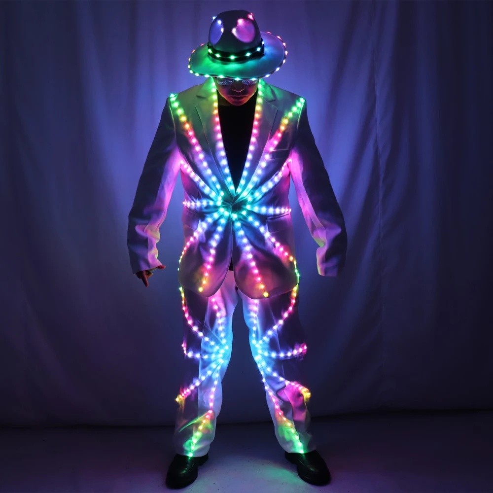 Traje LED a todo Color, ropa con luces luminosas para escenario, baile ...