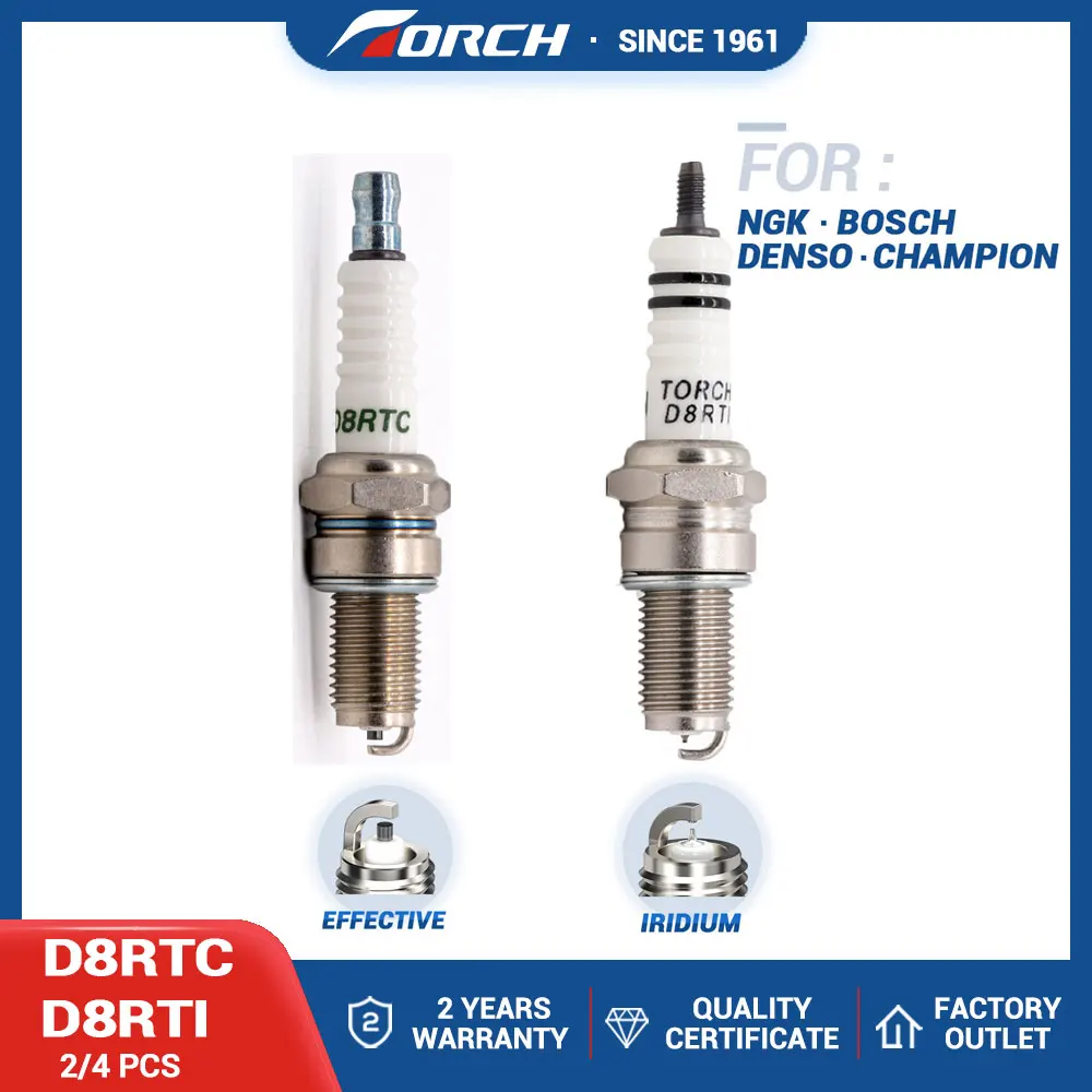 Original Spark Plug TORCH D8RTC/D8RTI Replace for Champion RA4HC DR8EIX ...