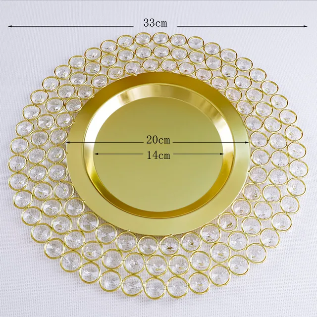1pcs/lot Crystal Metal Plates with 3 Layers Beaded Golden Silvery ...
