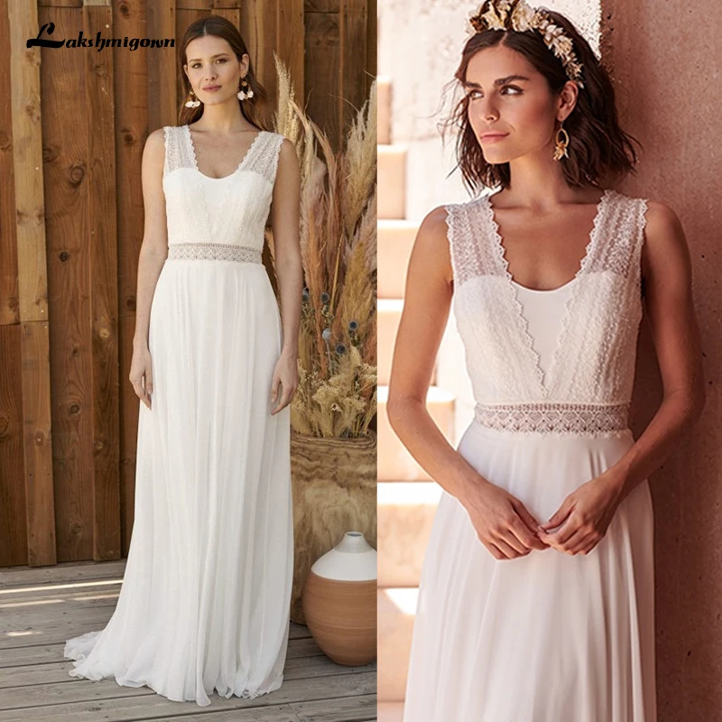 Bohemian Hippie Style Wedding Dresses 2021 Beach A-line Wedding Dress ...