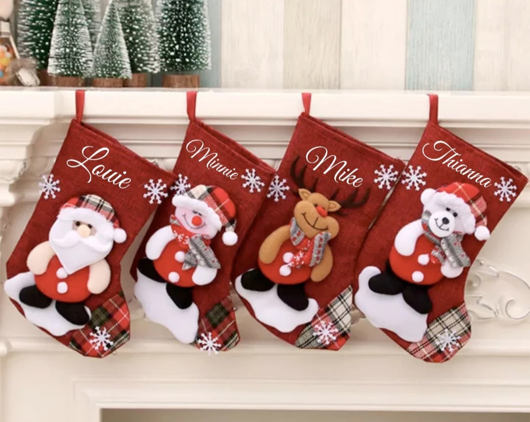Personalized-Kids-Christmas-Stocking-with-Custom-Name-Snowman-Santa ...
