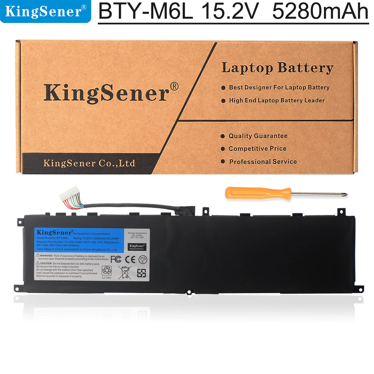 KingSener New BTY M6L Laptop Battery For MSI GS65 GS75 Stealth Thin 8RF ...