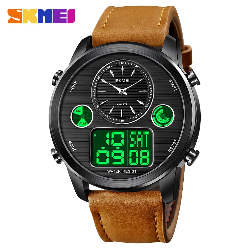 Skmei World Time Sport Watches For Men Dual Display Movement Led ...