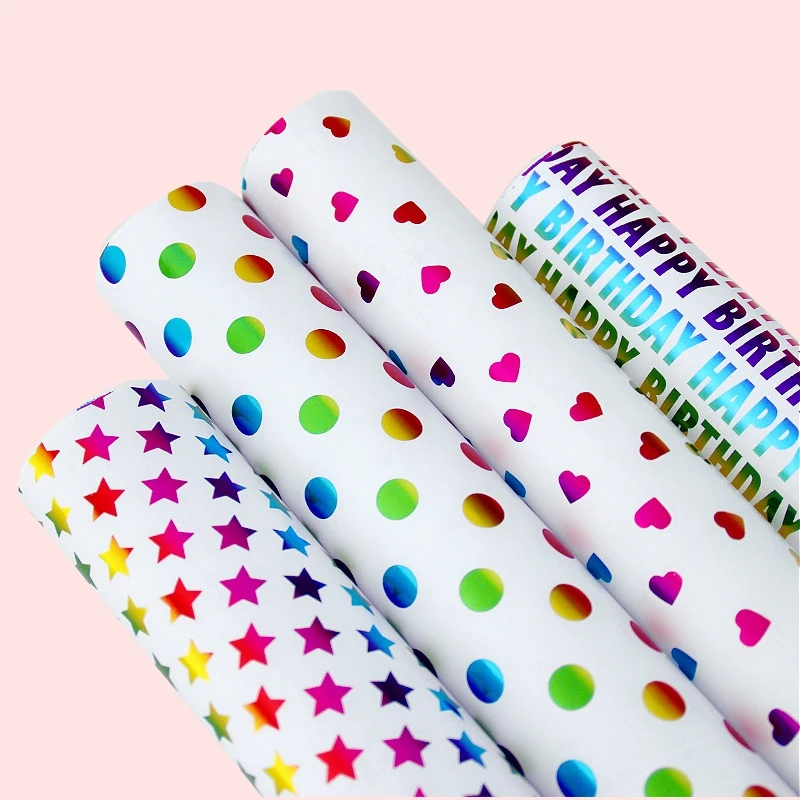 50x70cm Colorful Gift Wrapping Paper Roll for Wedding Kids Birthday ...