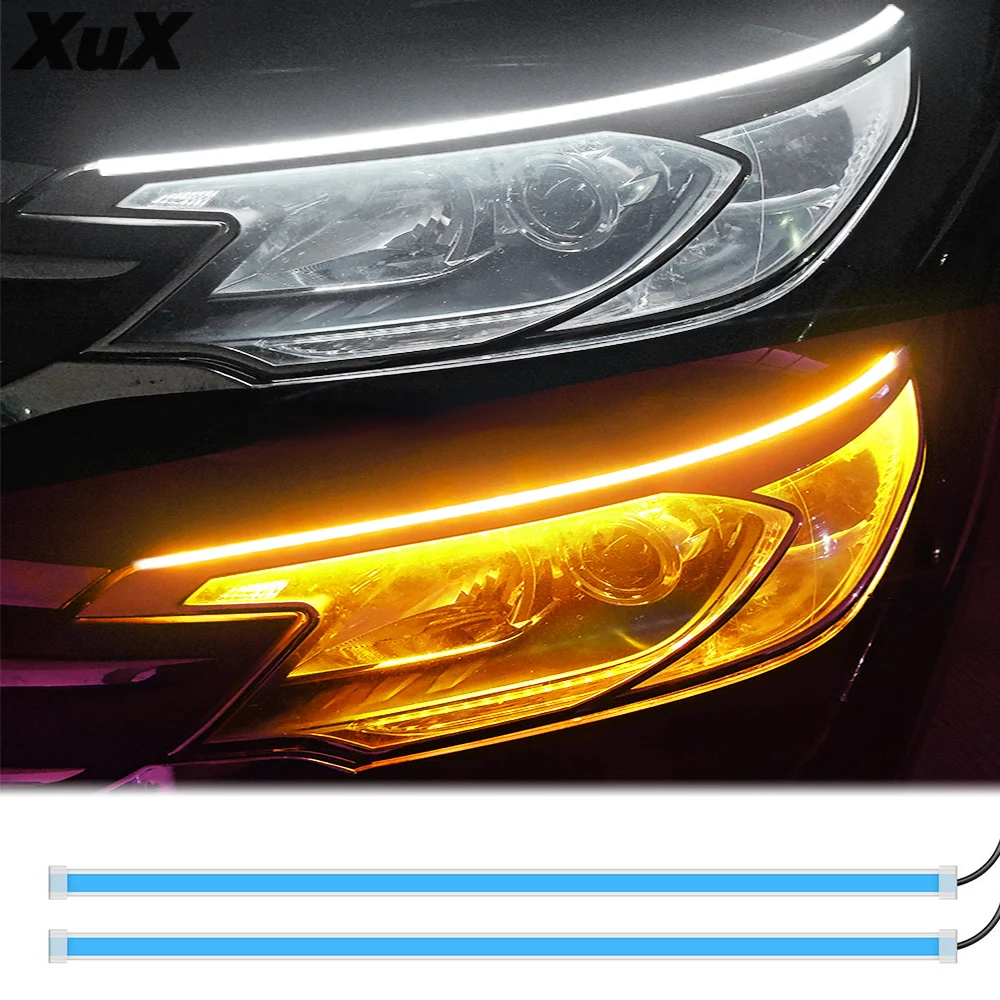 2x Flexible Car LED DRL Light Strip Flowing Turn Signal Surface Tube ...