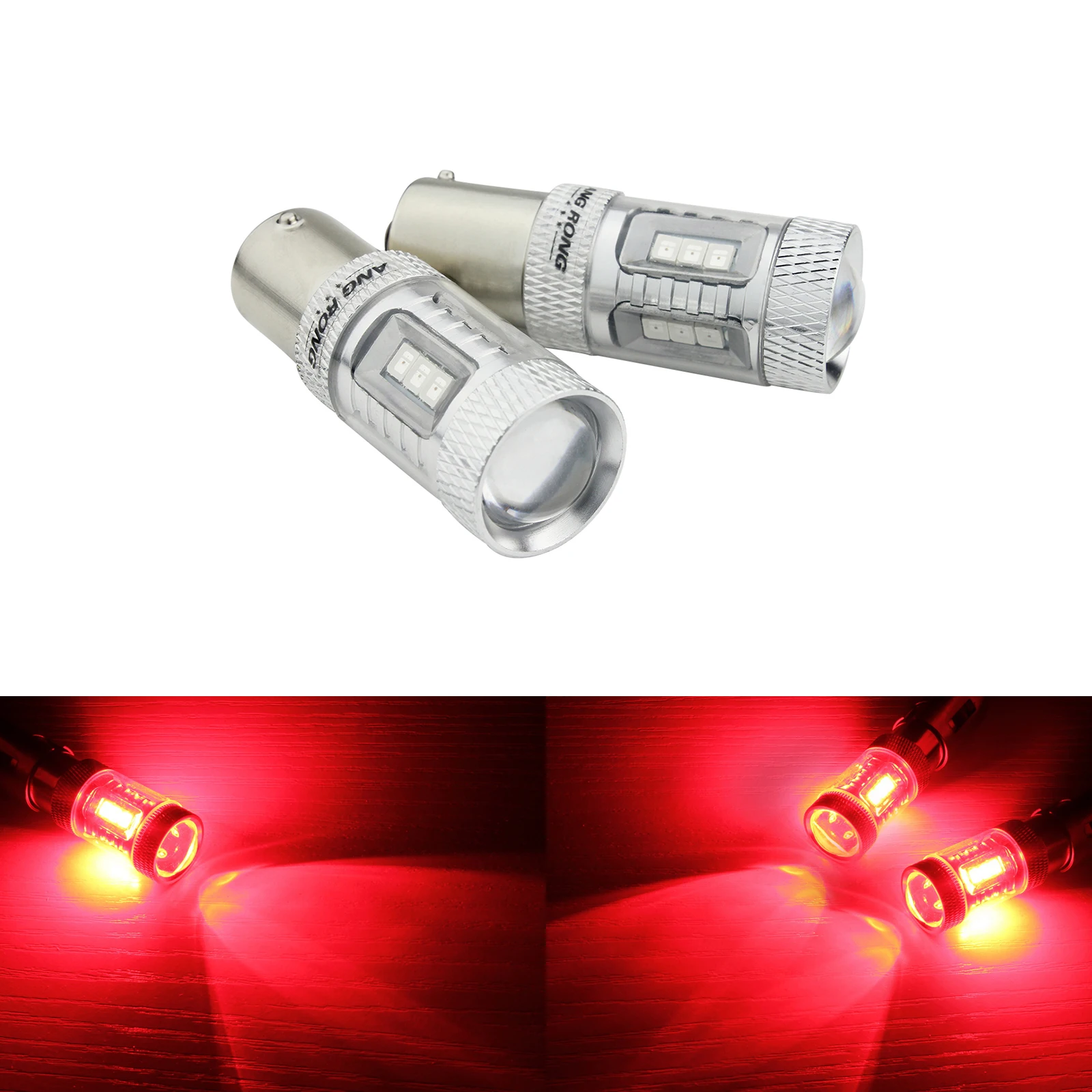 Angrong 2x Red 1156 Ba15s P21w 382 Car Led Light 15 Smd 2835 Led Bulb ...