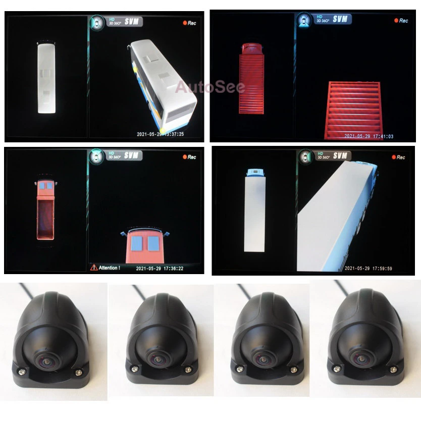 Bus Truck 360 camera AVM Around view monitoring 4 way DVR system Bird ...