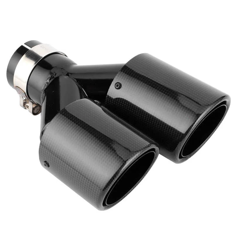 Carbon Fiber Dual Exhaust Tail Dual Pipe Glossy Y Shape Tail Pipe with ...